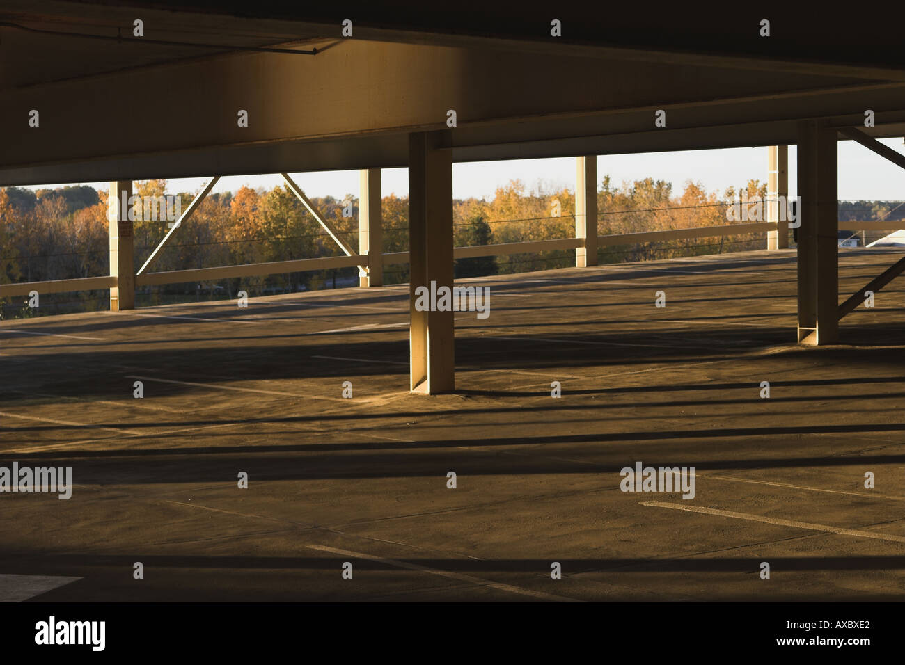 empty Parking garage at sunset, horizontal section Stock Photo - Alamy