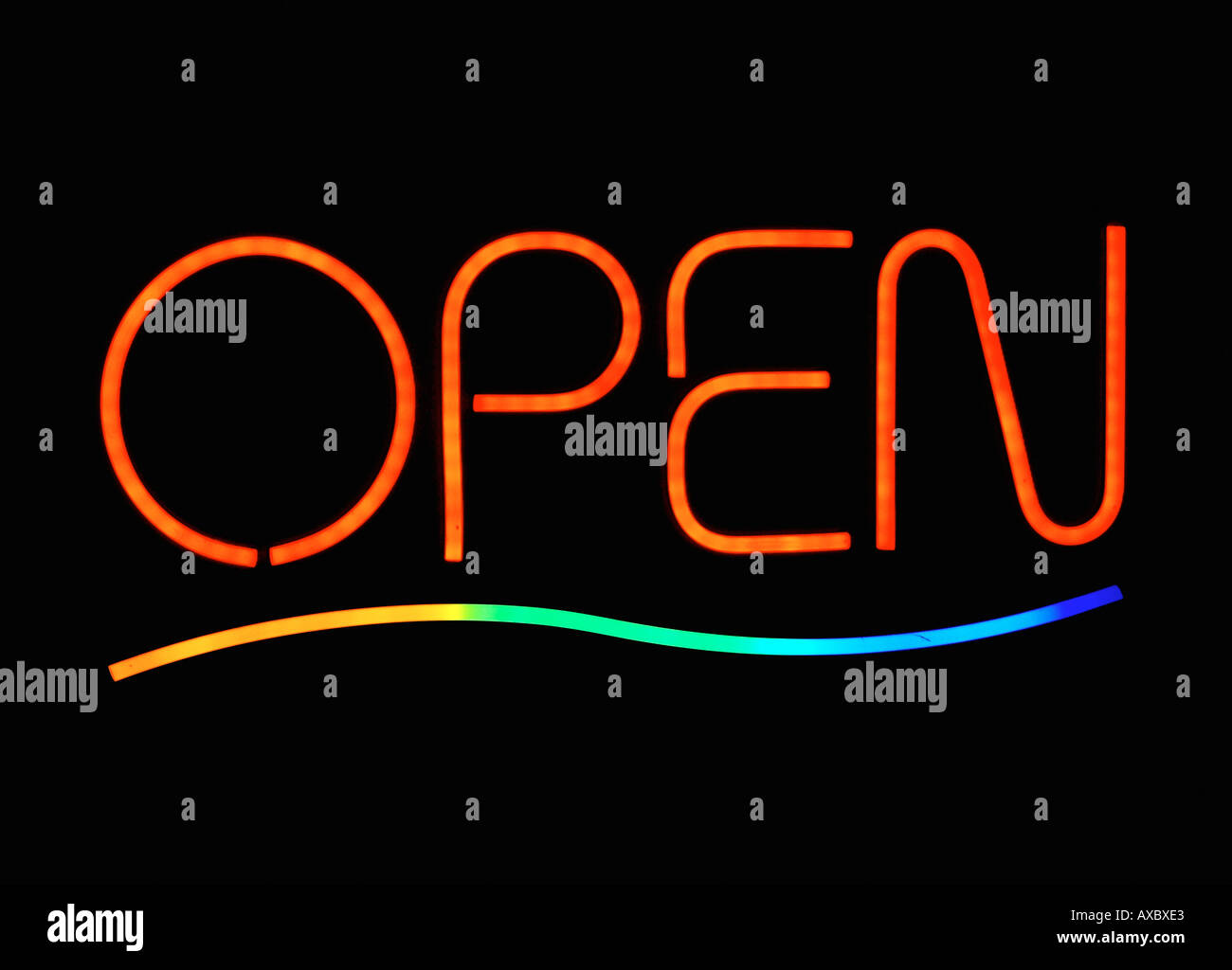 Open sign, detail of neon sign Stock Photo - Alamy