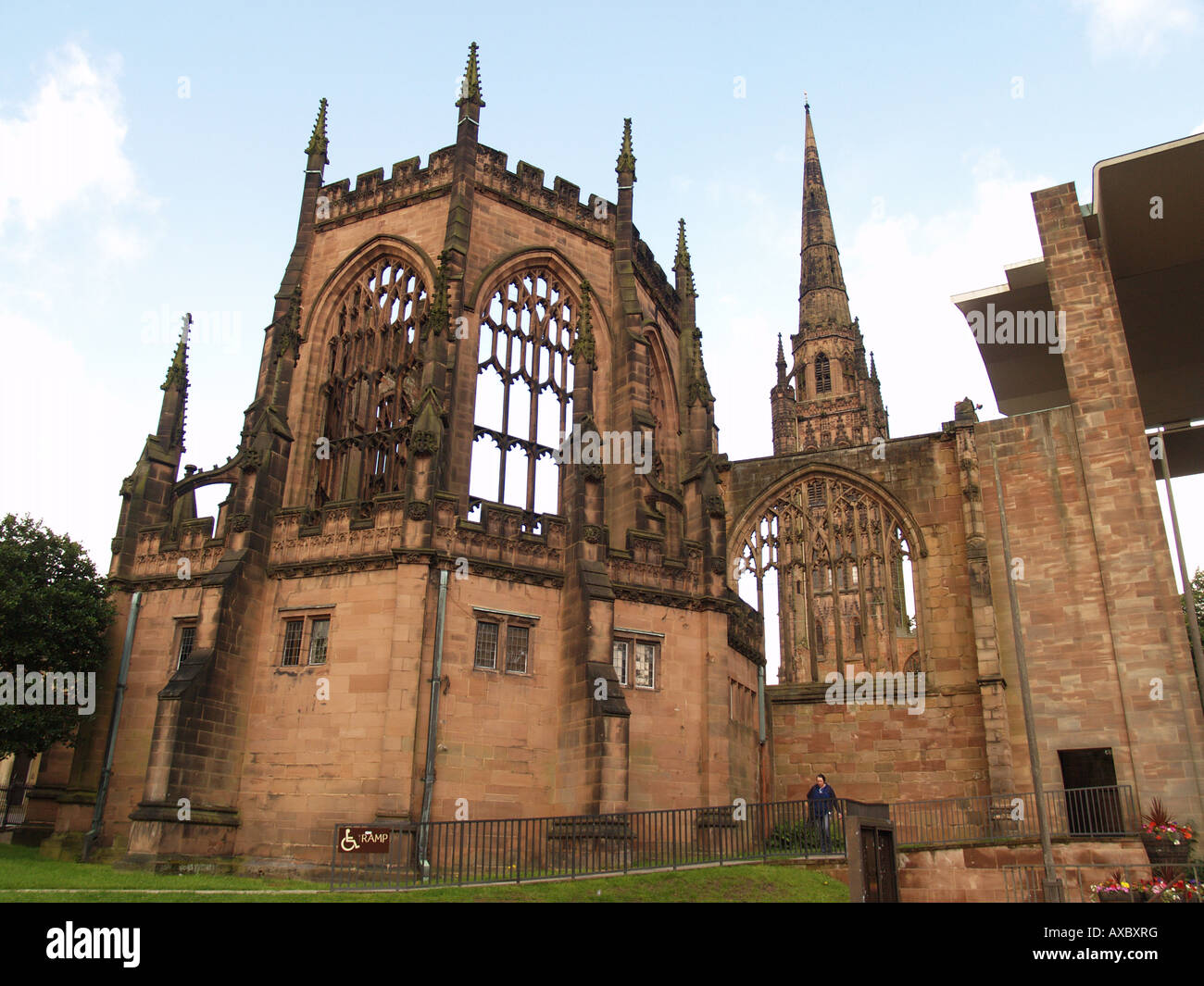 tower ruin old coventry cathedral windows bombed east midlands england ...