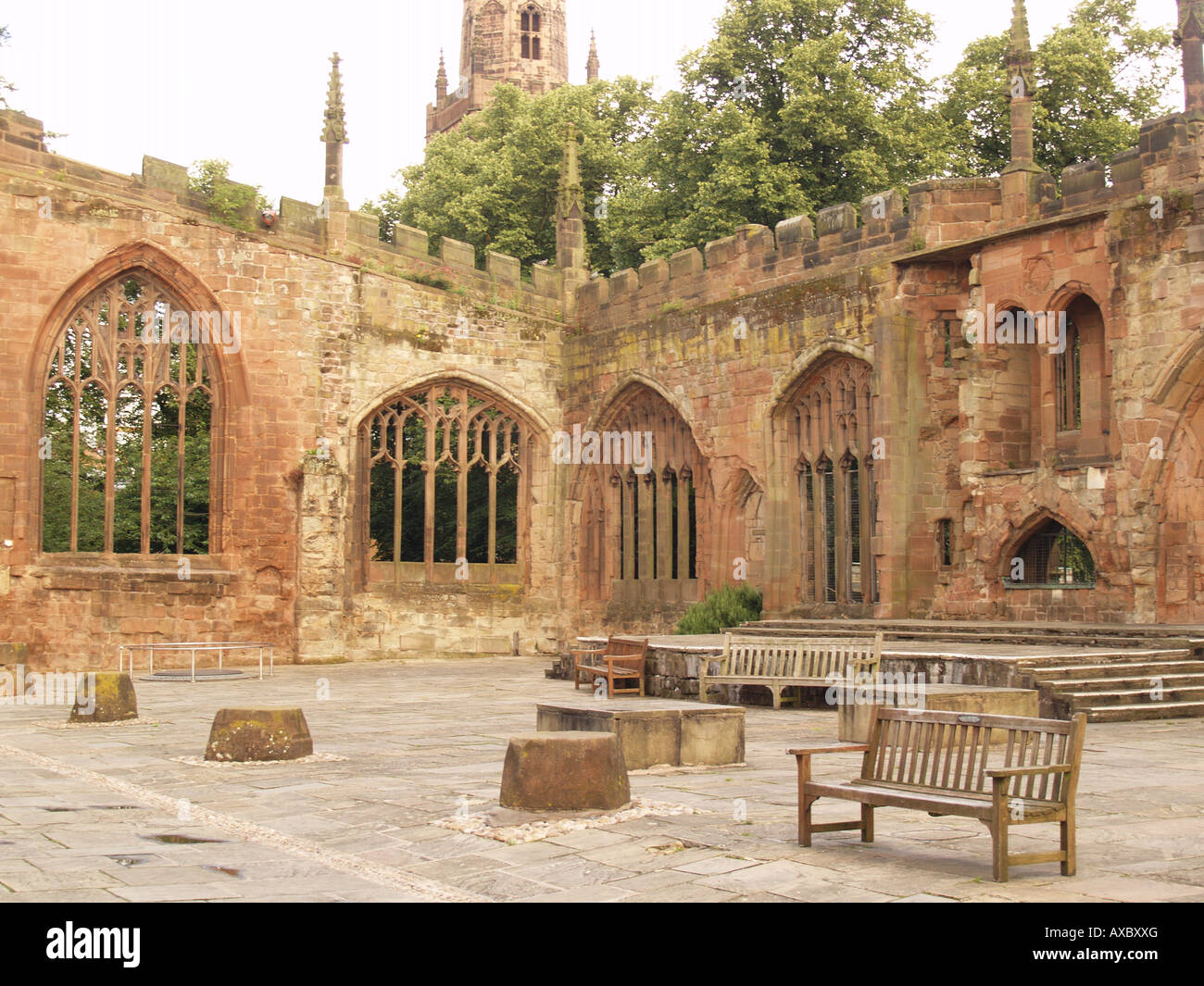 brickwork ruin old coventry cathedral windows east midlands england ...
