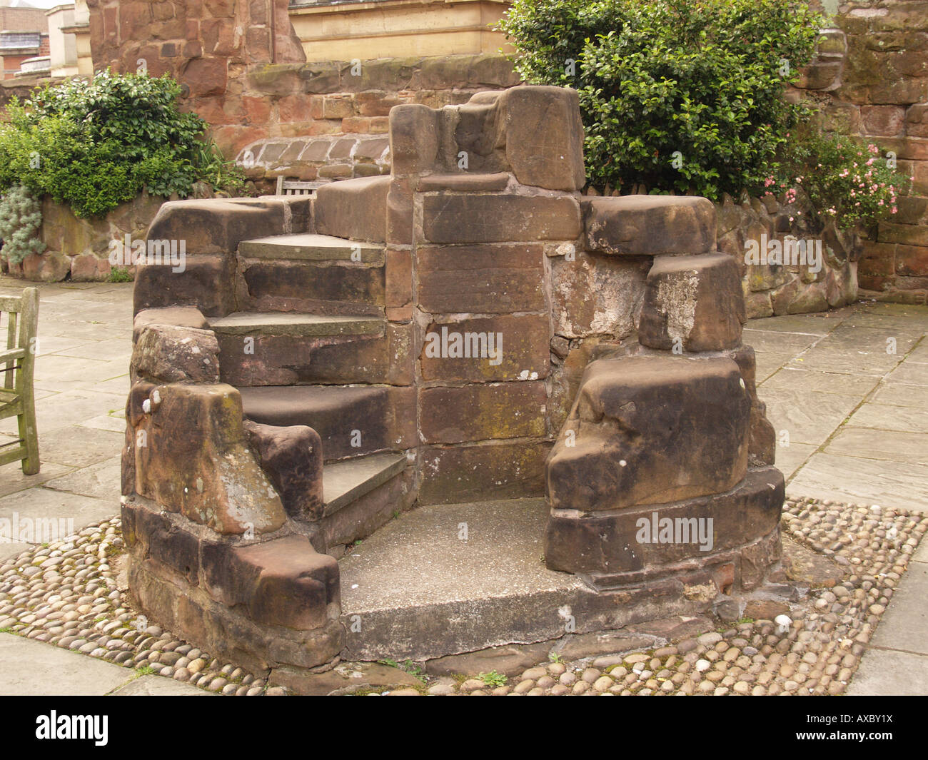 remnants medieval steps ruin stairwell cathedral east midlands england ...