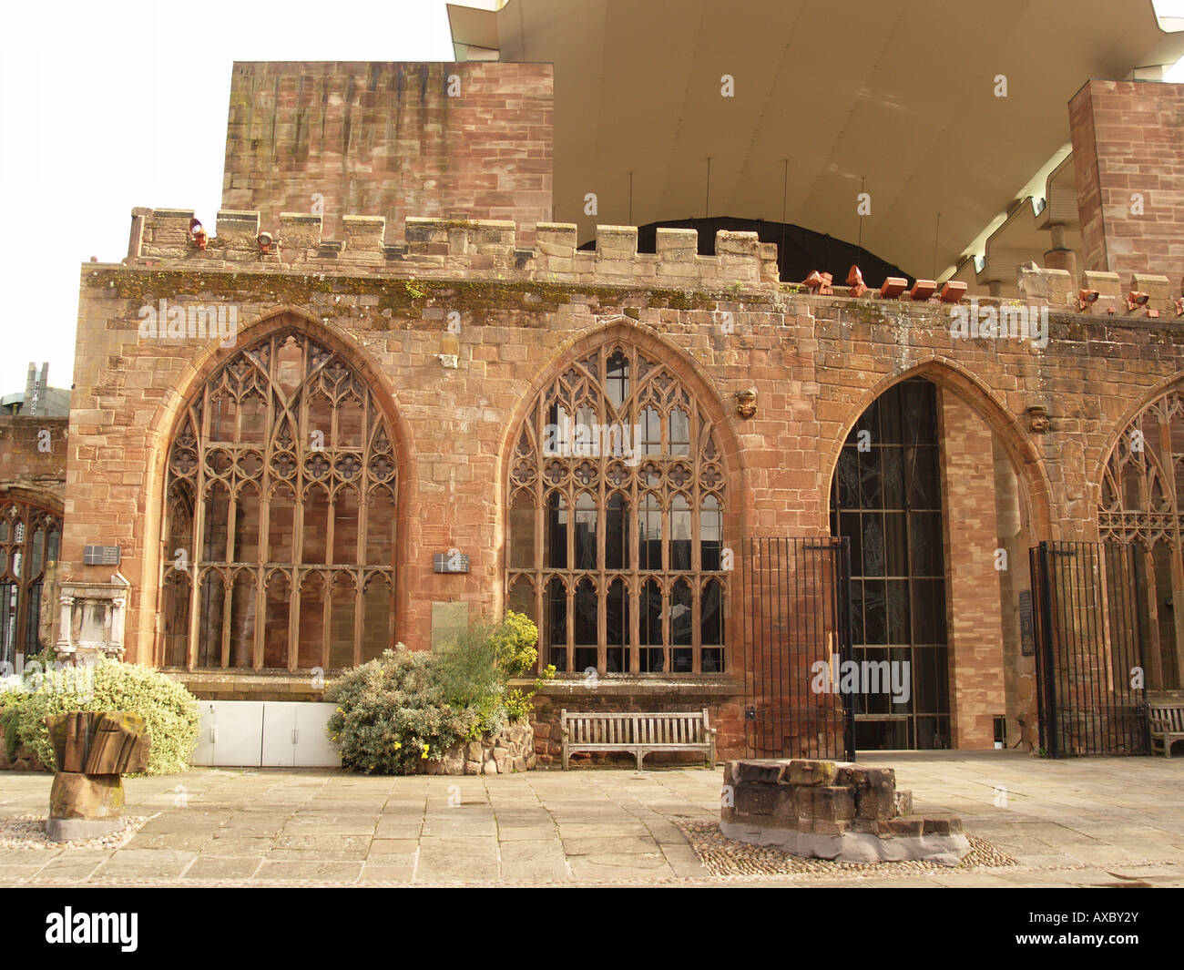 brickwork ruin old coventry cathedral windows east midlands england ...