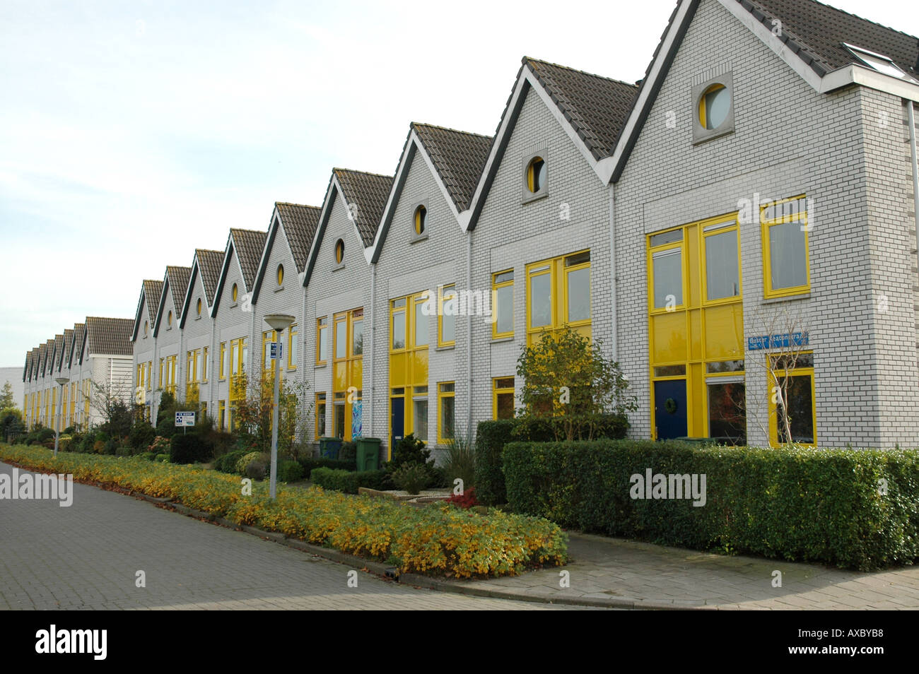 terraced houses in residential area in Almere Buiten with typical ...
