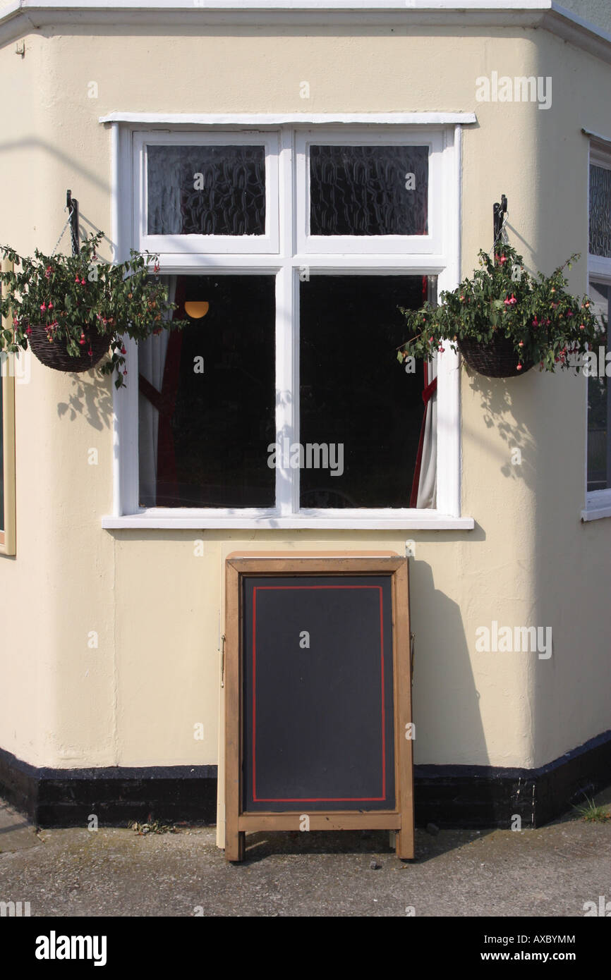 hotel pub small side window blank menu a board appledore kent england ...
