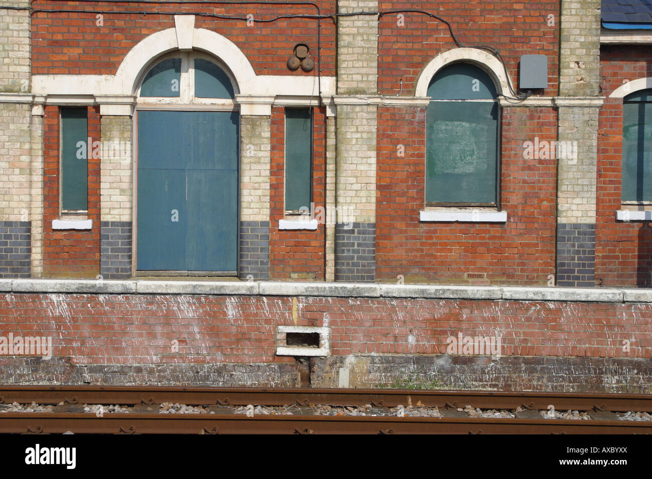 railway station platform door windows rail track appledore kent england ...