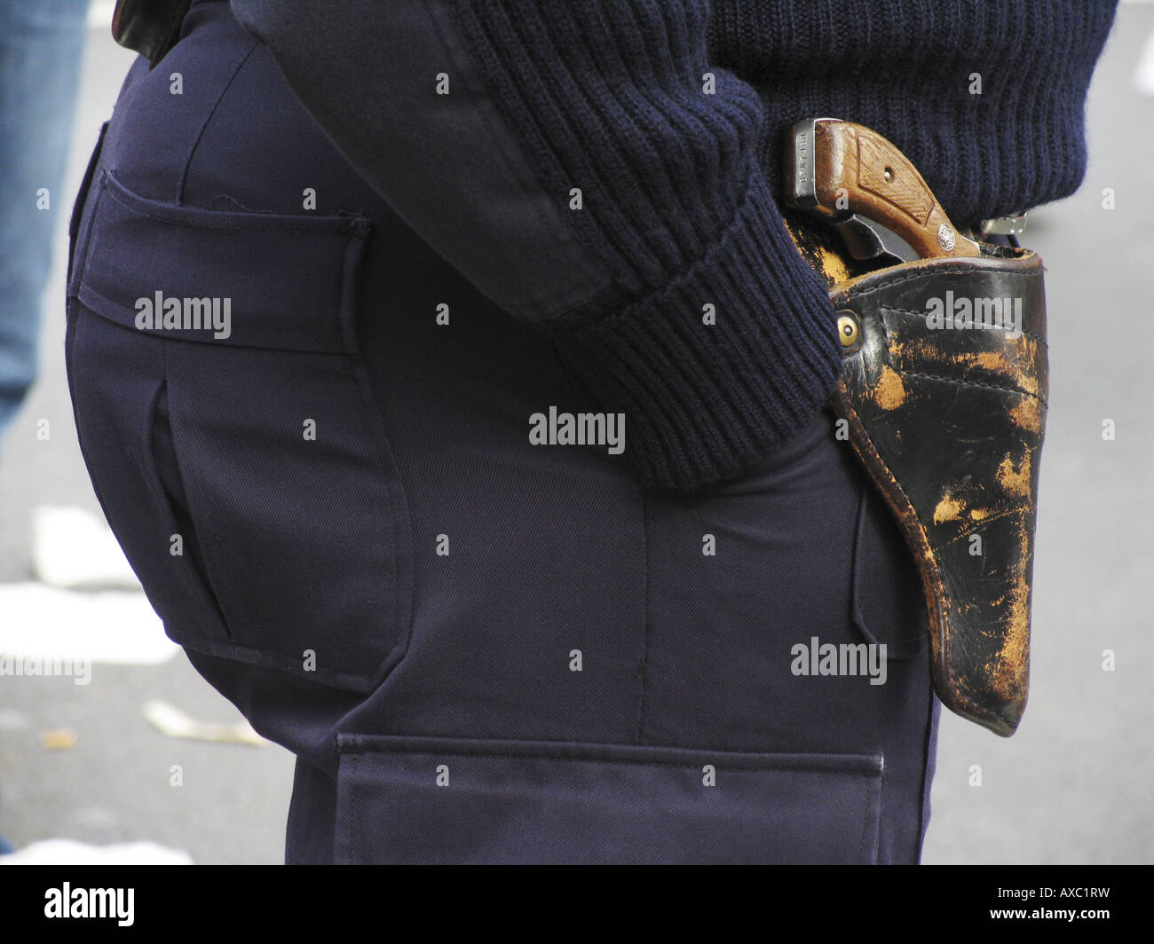 Old revolver in holster of a police officer, USA, Brooklyn, New York ...