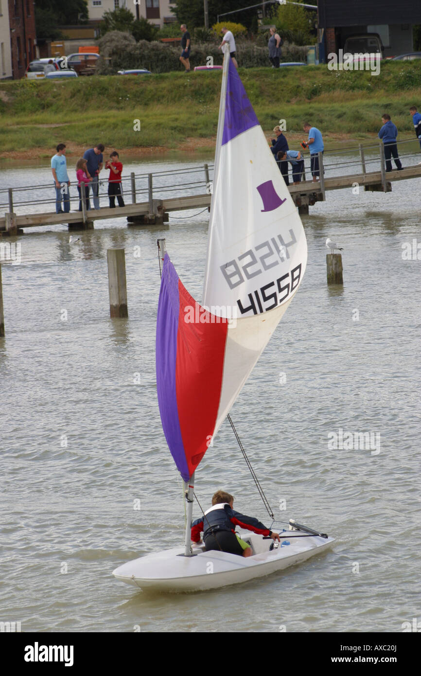 upturned curling sail sailing boat mast rigging river rother rye east ...