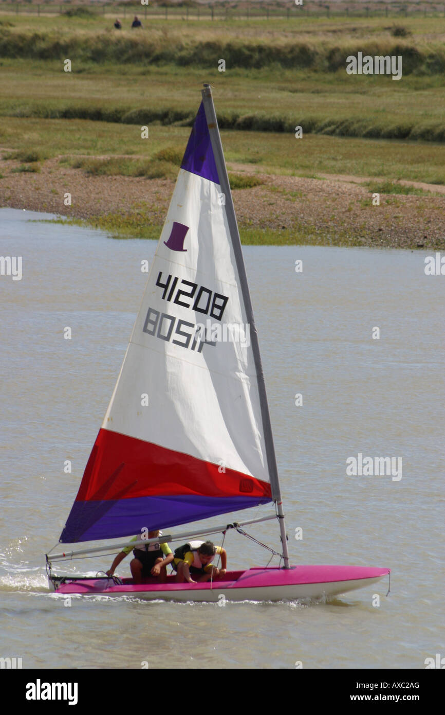 red white blue triangle sail hull boat sailor river rother rye east ...