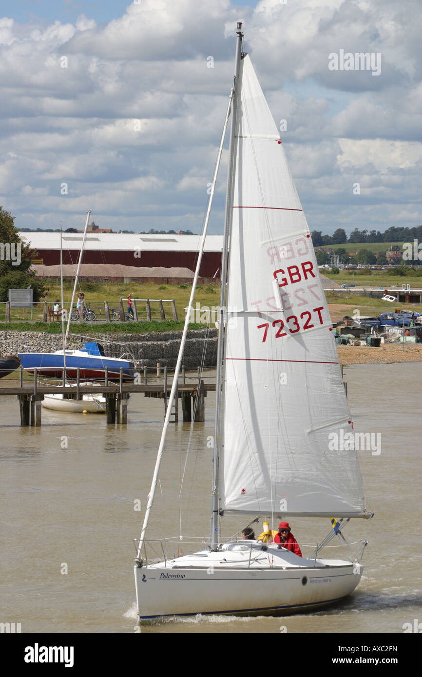 white triangle raised hull boat sailor enclosed river rother rye east ...