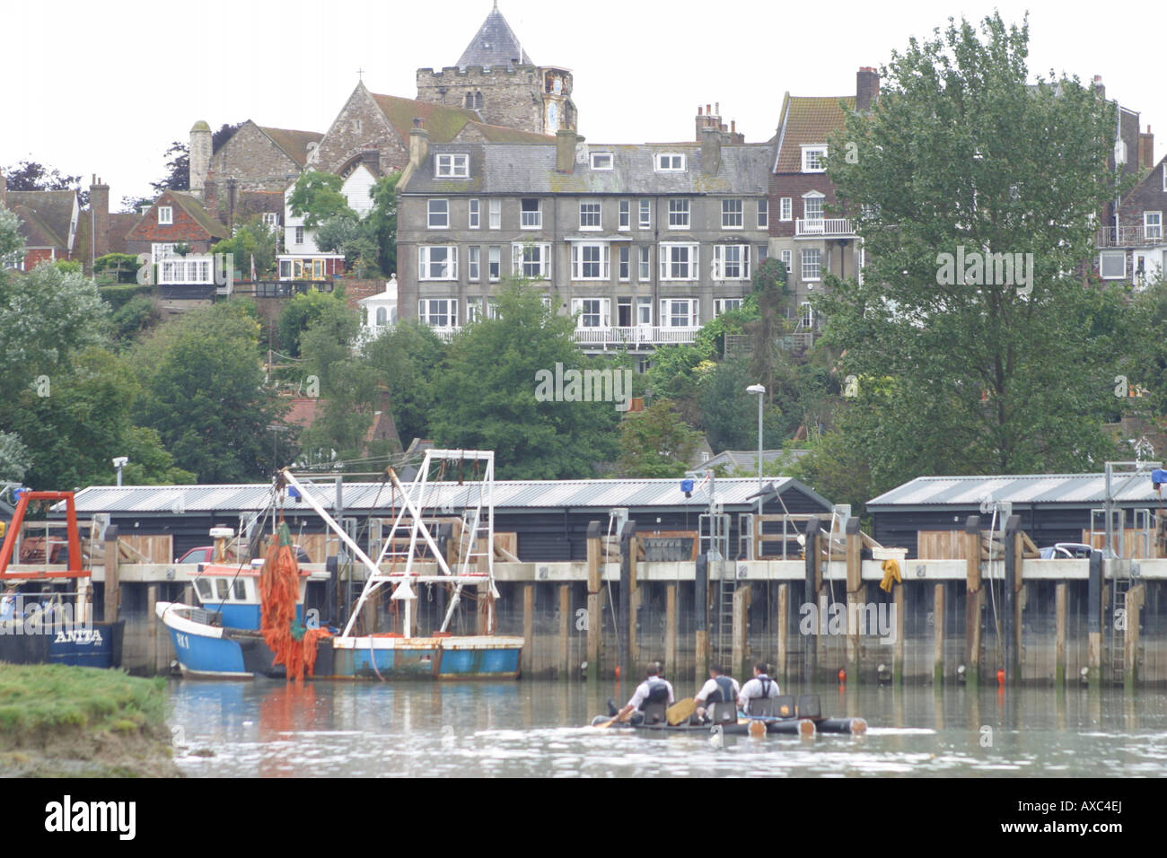 river rother fish quay town centre church spire river rother rye east ...