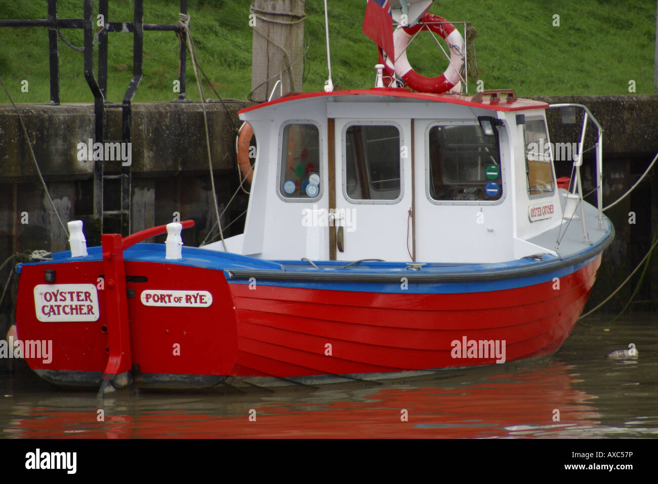moored leisure vessel stern bridge helm wheelhouse river rother rye ...