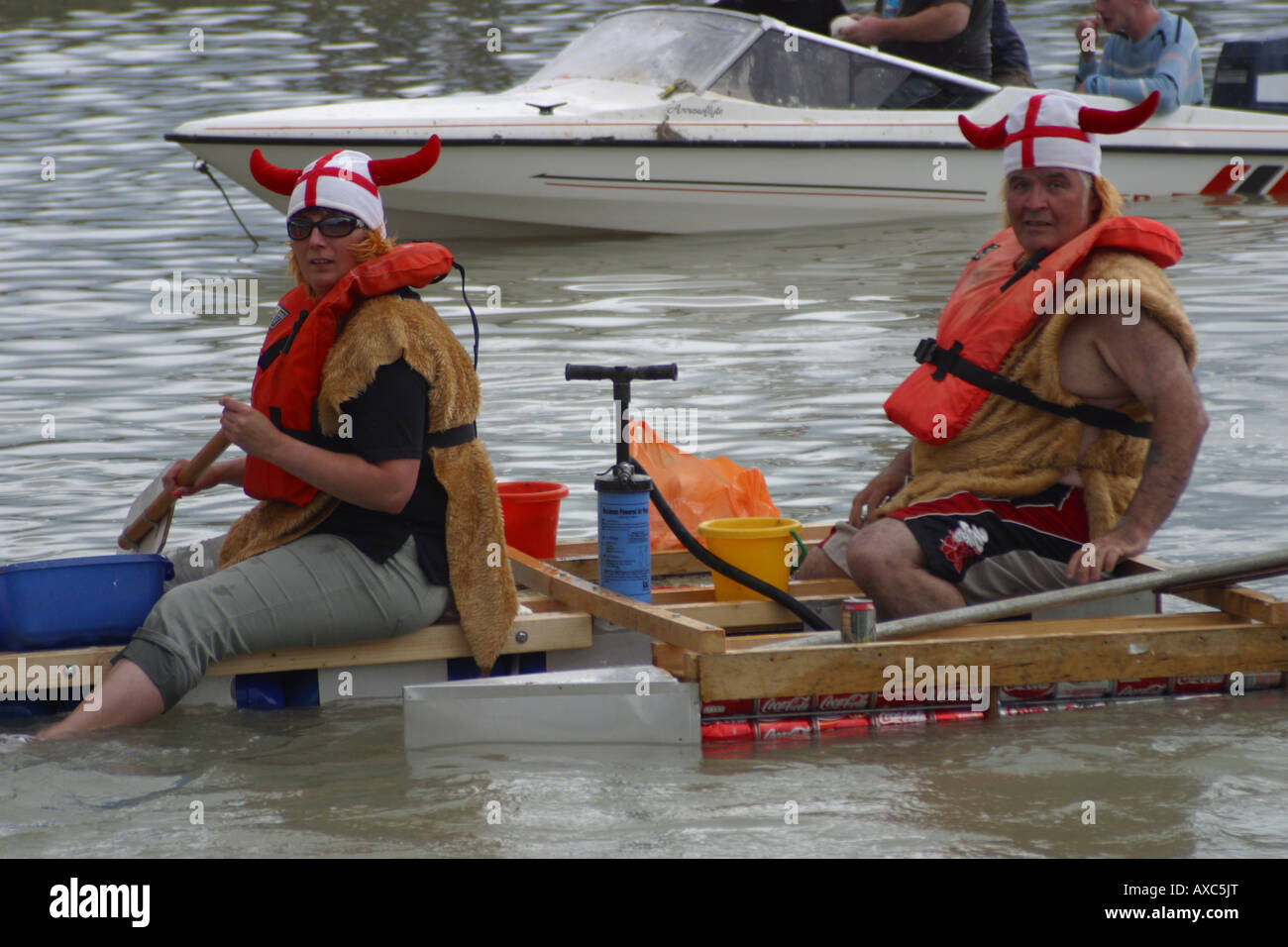 raft race competitors relaxing river lifejacket Stock Photo - Alamy