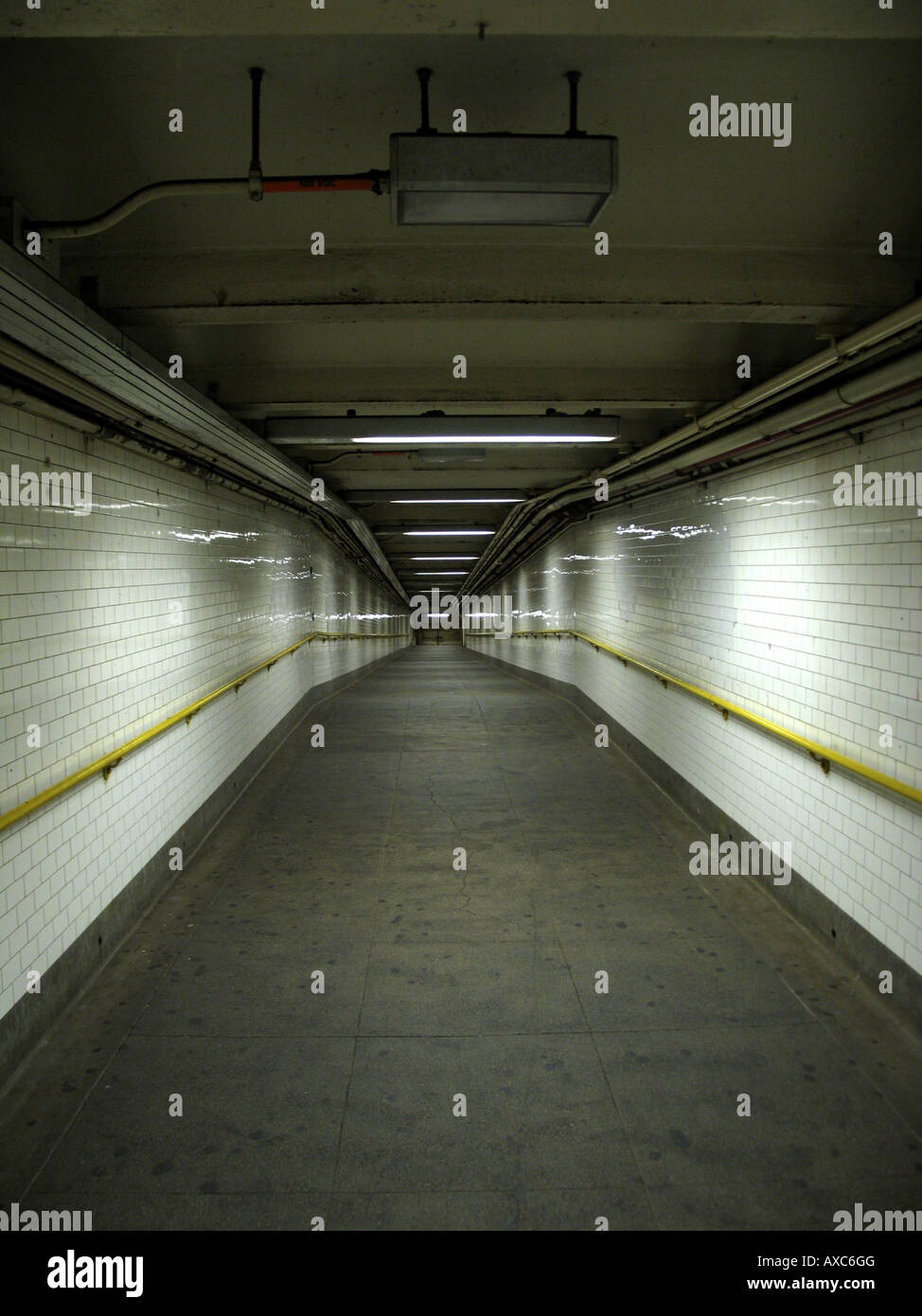 view into a corridor of a subway station, USA, Brooklyn, New York Stock ...