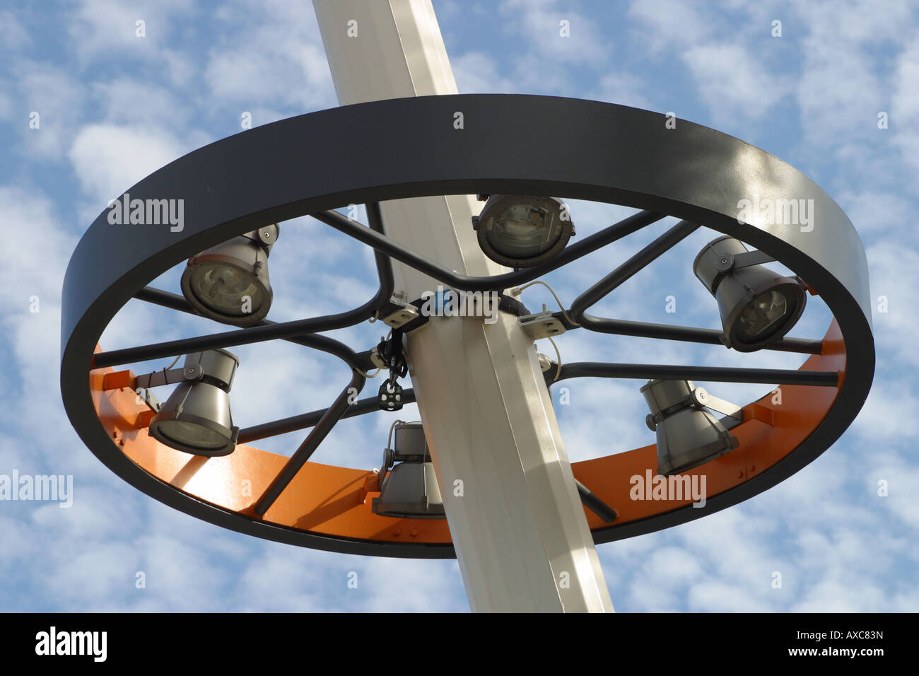 modern street lighting circular metal bulb holder southbank river ...