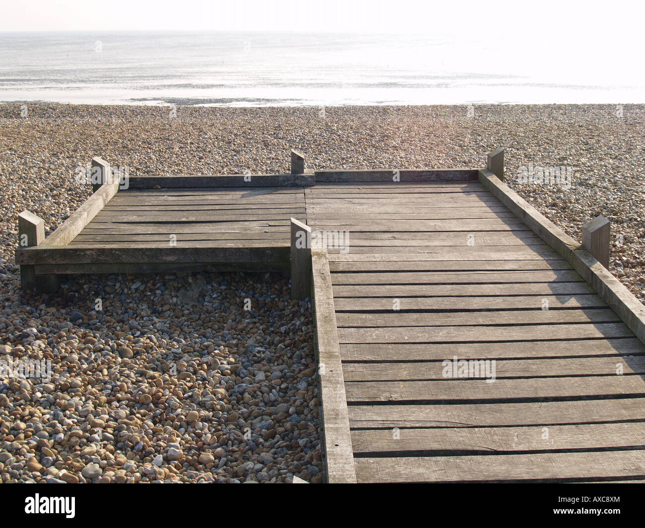 disabled seashore path access decking sand raised Stock Photo - Alamy