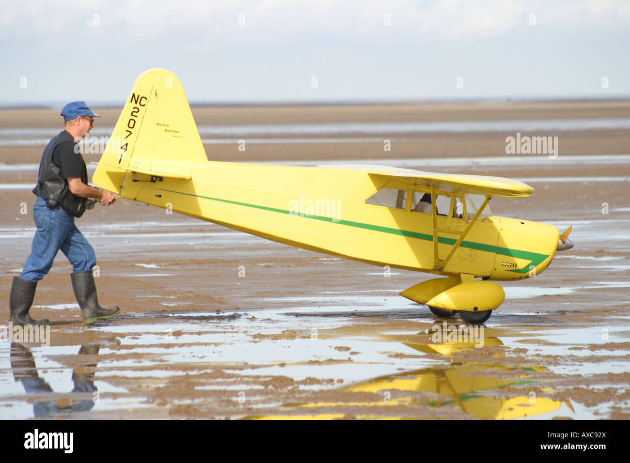 prop engine flyer model monoplane plane beach wet southport air show ...