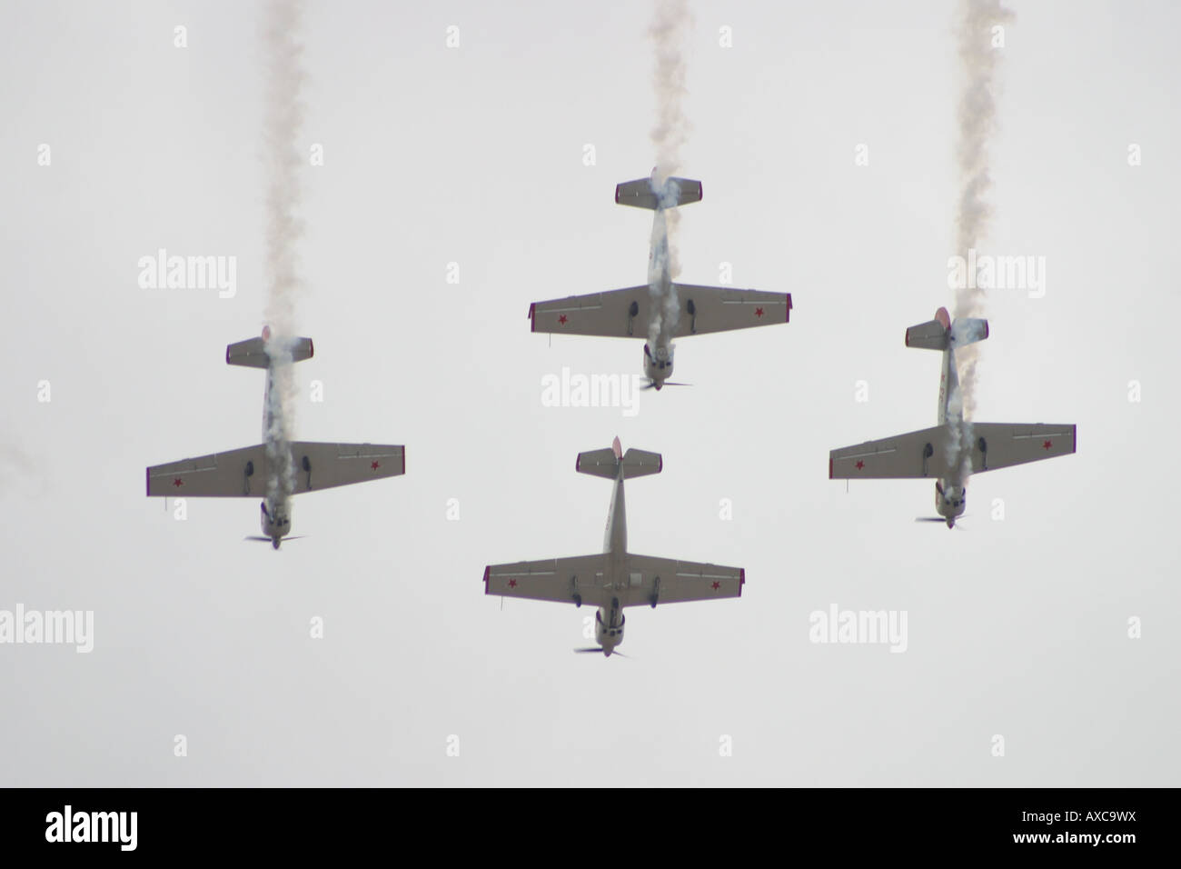 russian yak fighter training planes aeroplane sky southport air show ...