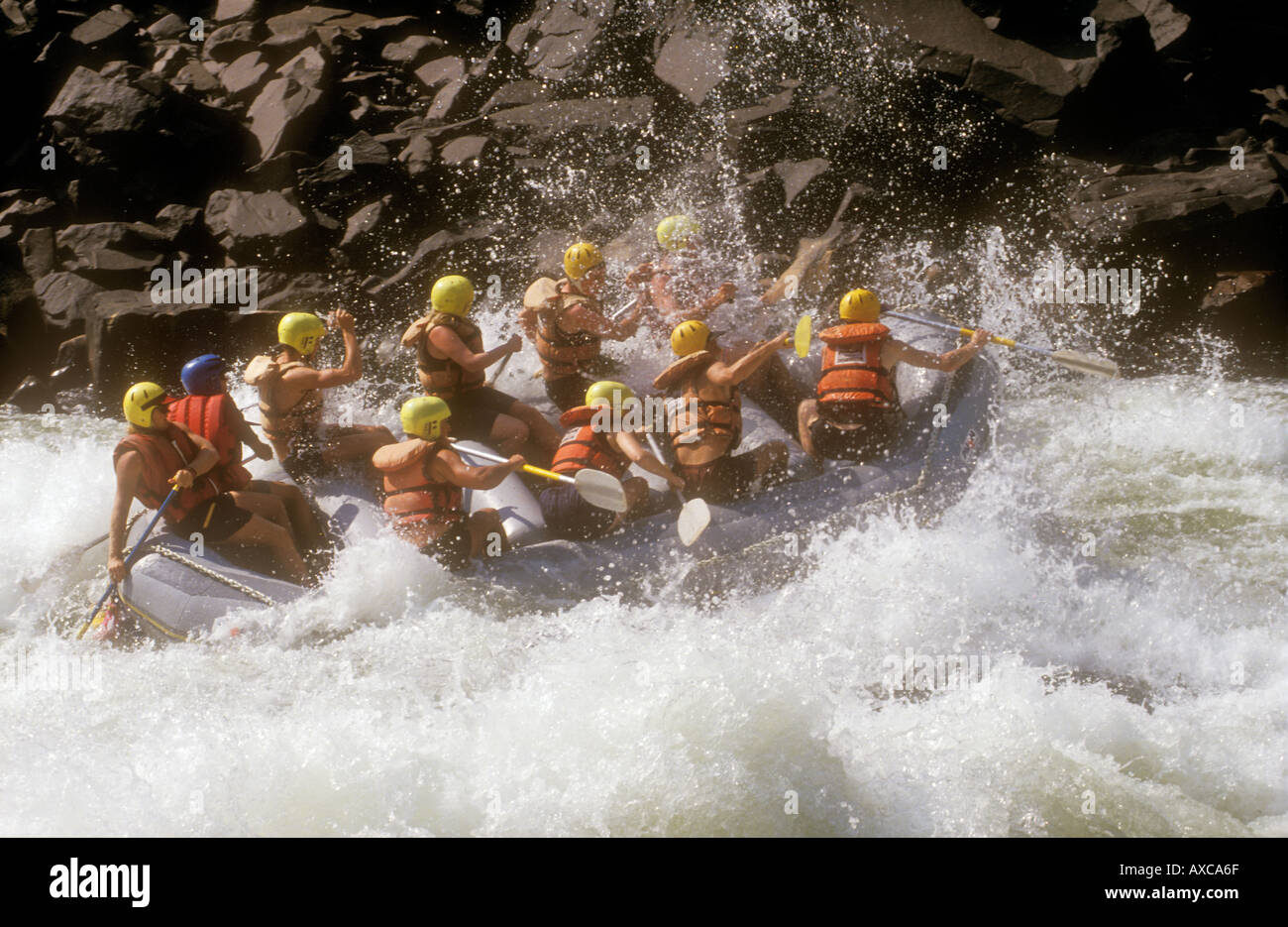 Whitewater rafting Zambezi River Zimbabwe Zambia border Africa Stock ...