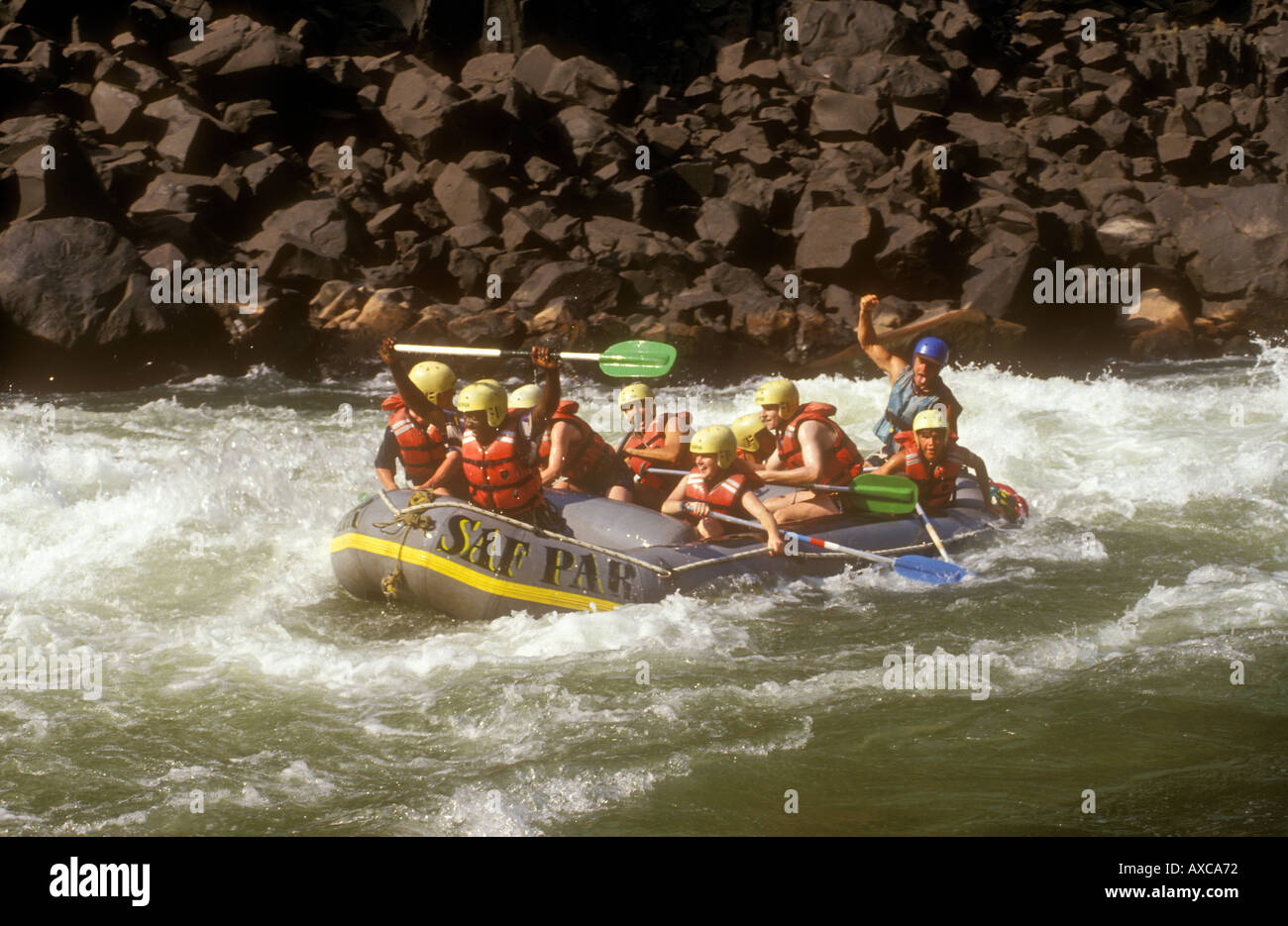 Whitewater rafting Zambezi River Zimbabwe Zambia border Africa Stock ...