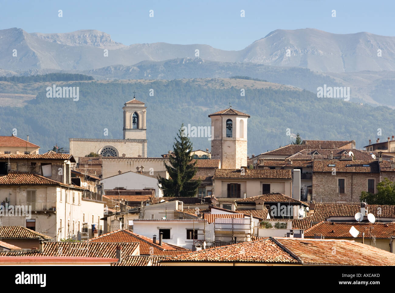 L Aquila Abruzzo Italy with Gran Sasso National Park behind Stock Photo ...