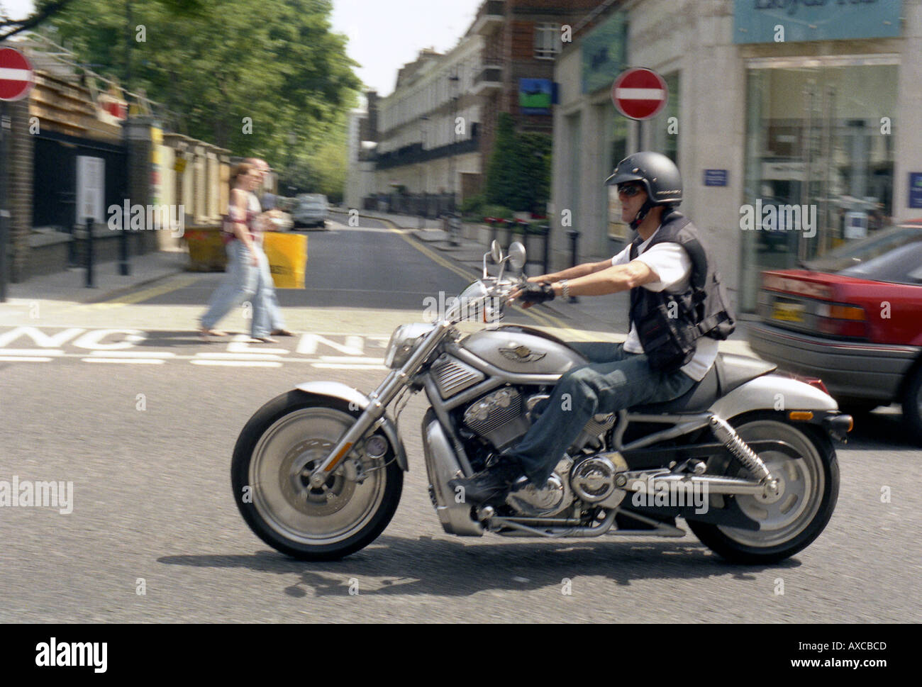 Man Riding Motor Bike Harley Davidson Stock Photo - Alamy