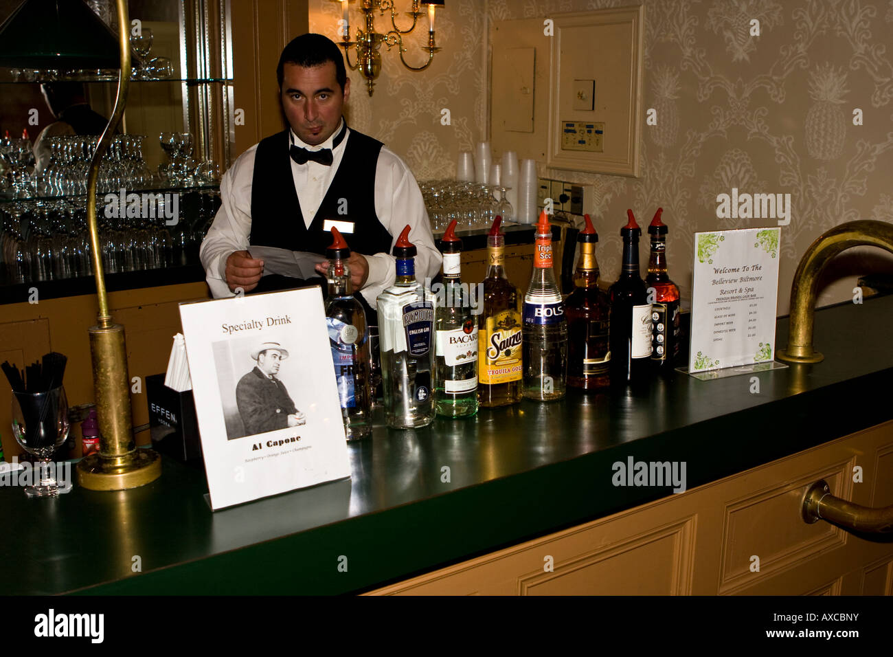 Bartender Behind a Bar Stock Photo - Alamy