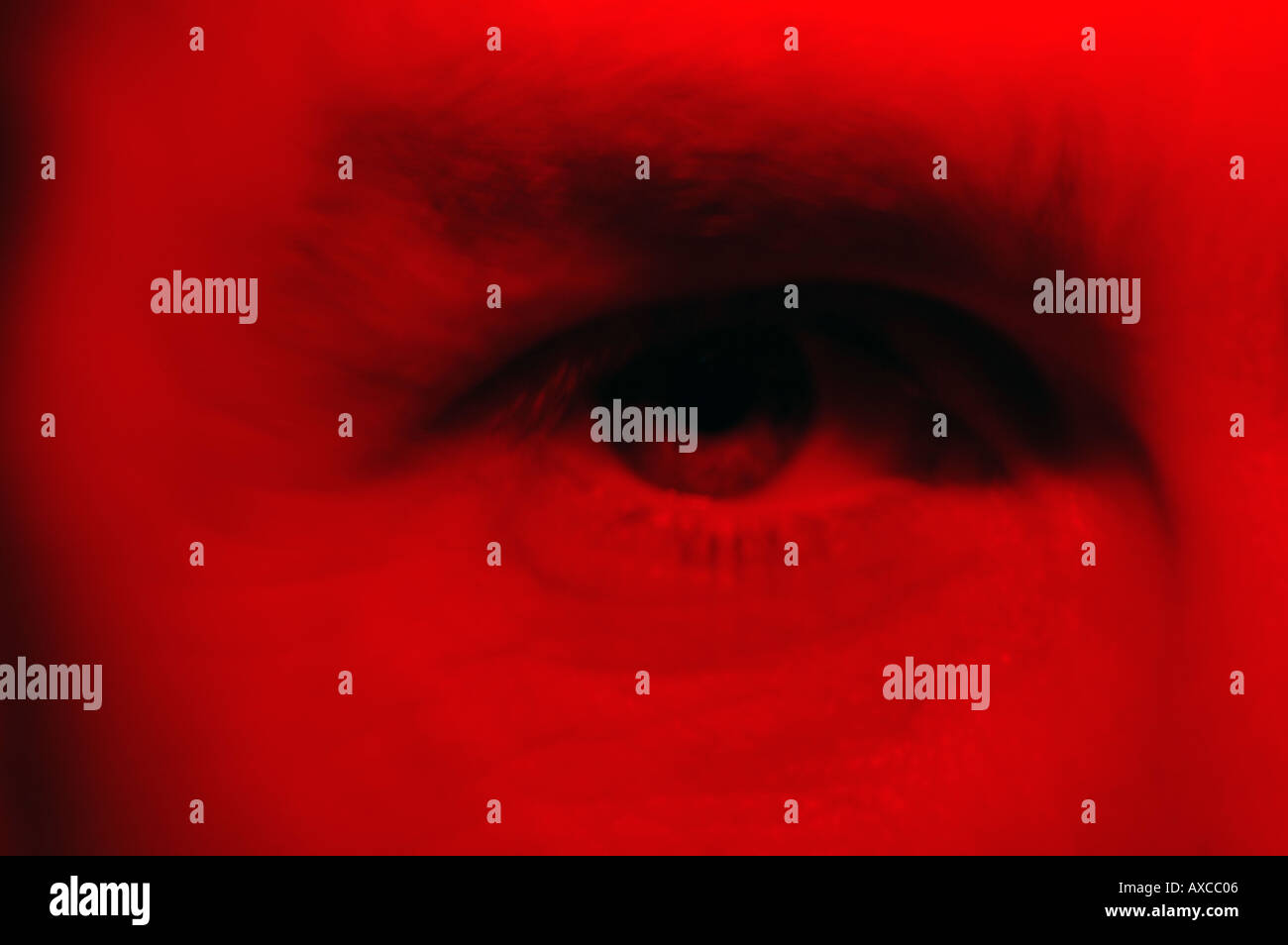 Red face close up eye strange bright colors Stock Photo - Alamy