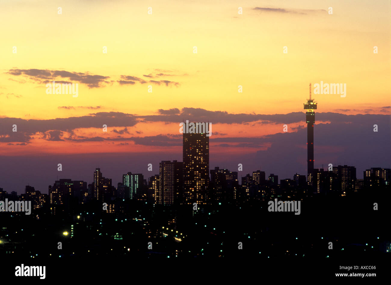johannesburg city skyline night tower south africa johannesberg Stock ...
