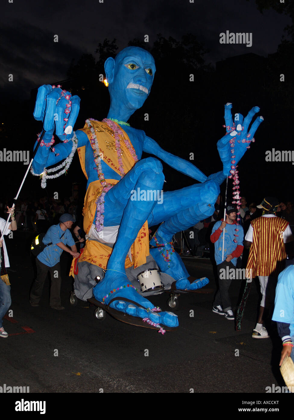 illuminated blue religious effigy large puppet Stock Photo - Alamy