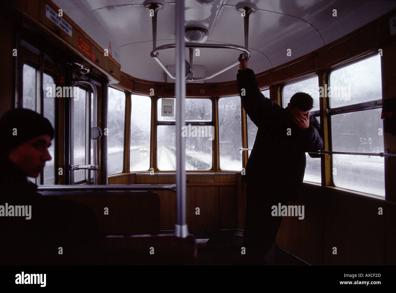 Interior of a tram between Krakow and Nowa Huta Poland Stock Photo - Alamy