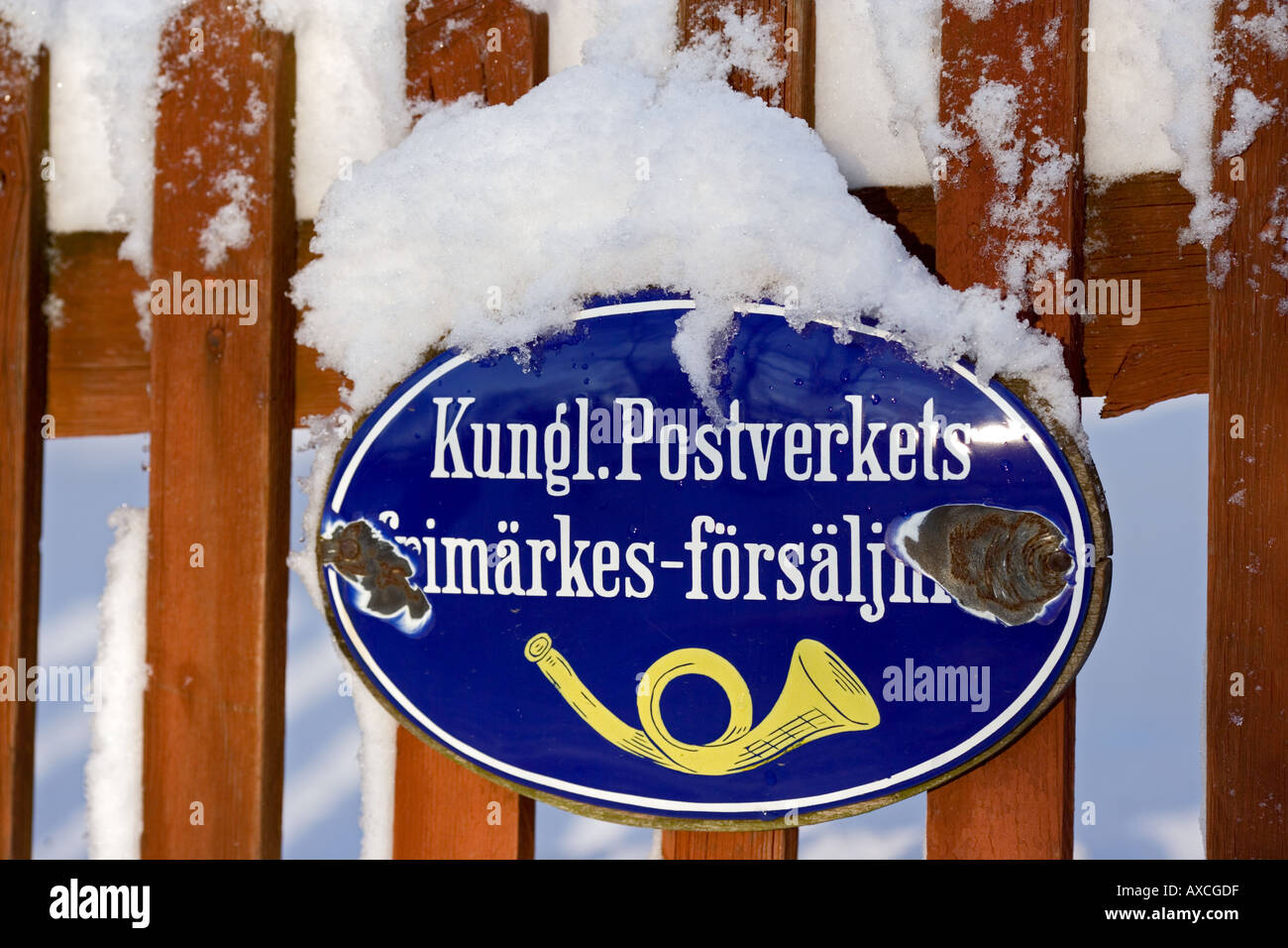 Post office sign, vintage Sweden Stock Photo - Alamy