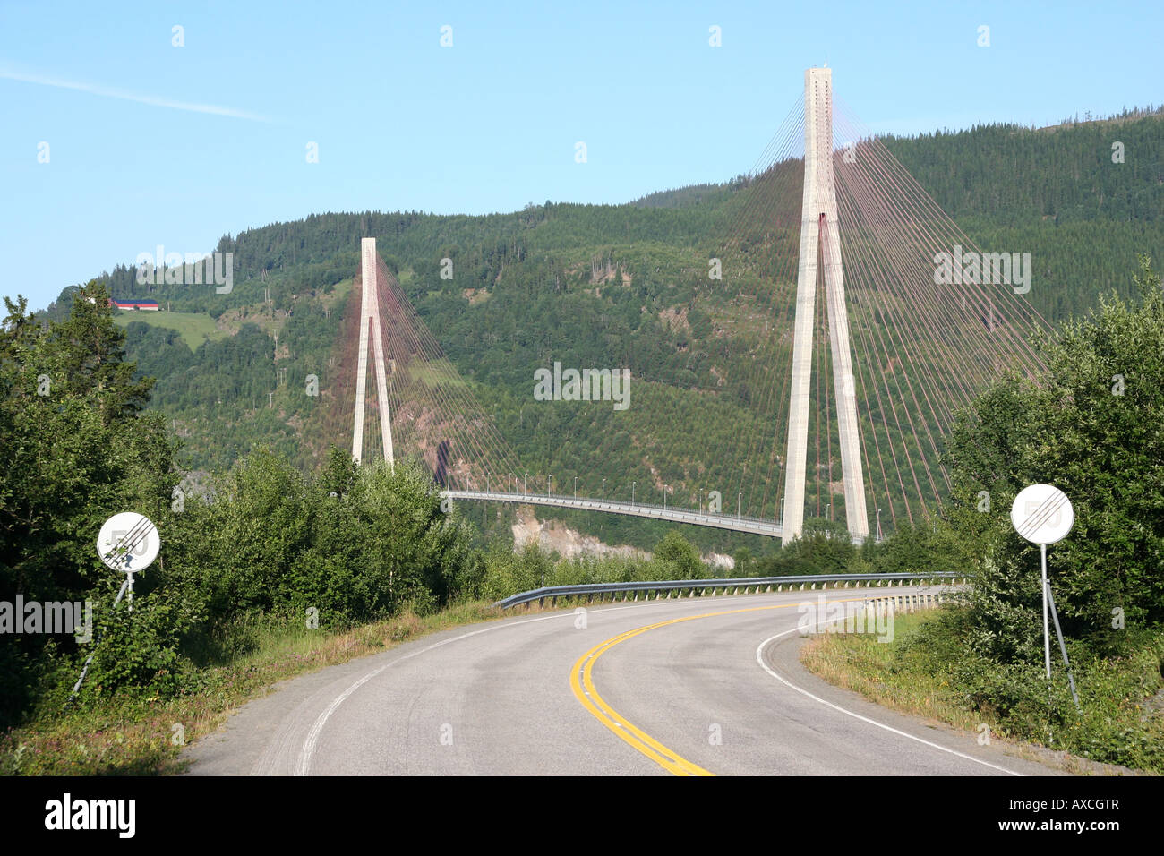 concrete cable stayed bridge norway trondheim region Stock Photo - Alamy