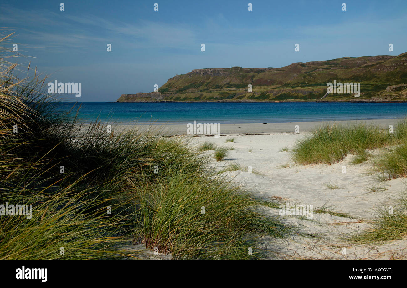 Sand dunes, machair, Calgary Bay beach, Isle of Mull, Argyll and Bute ...