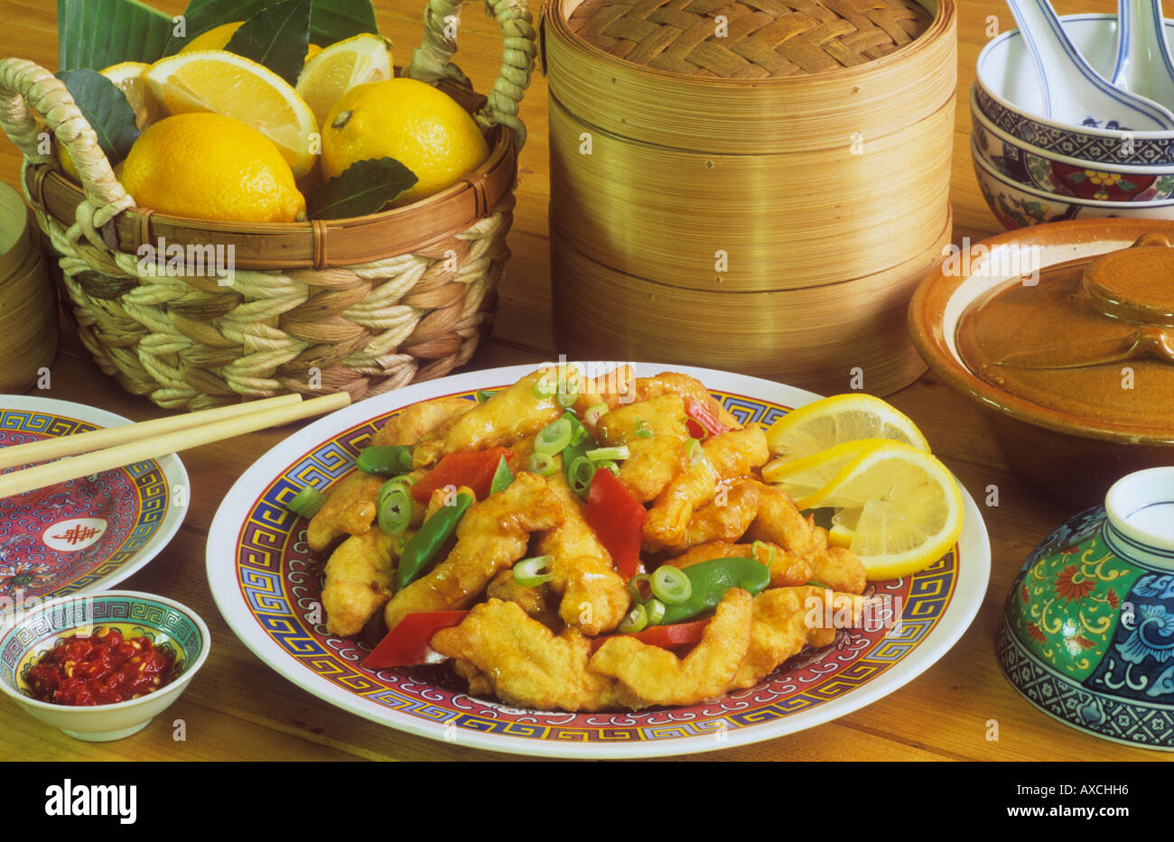 Chinese food Lemon chicken Stock Photo - Alamy