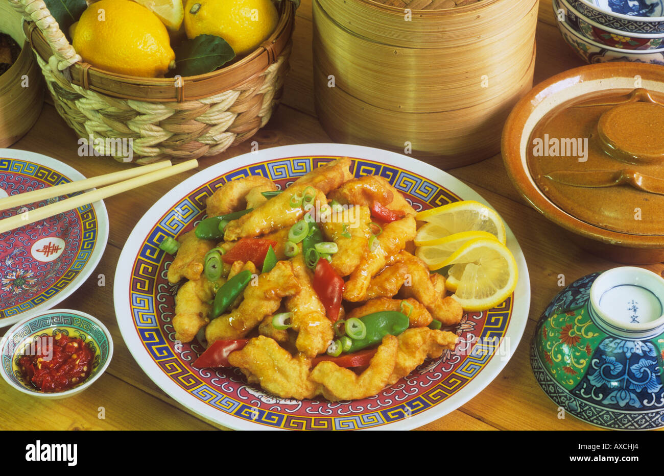 Chinese food Lemon chicken Stock Photo - Alamy