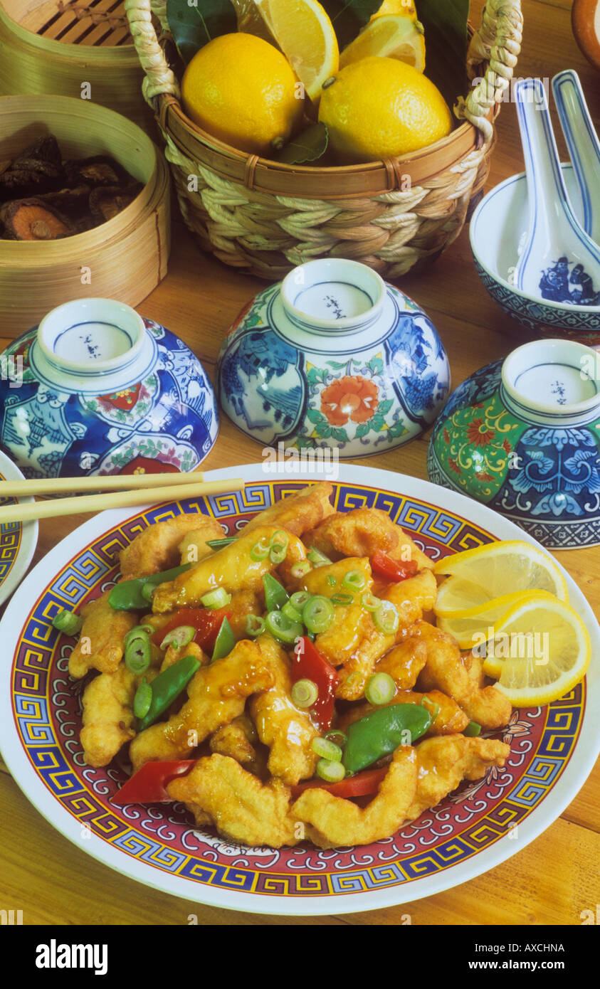 Chinese food Lemon chicken Stock Photo - Alamy
