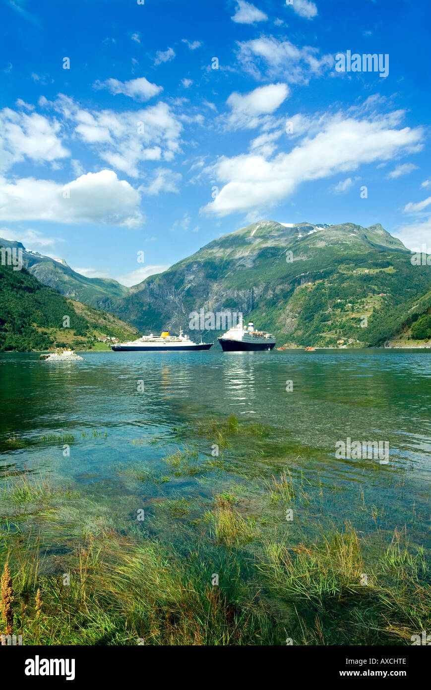 Cruise ships at Geiranger. Geiranger fjord. Norway Stock Photo - Alamy