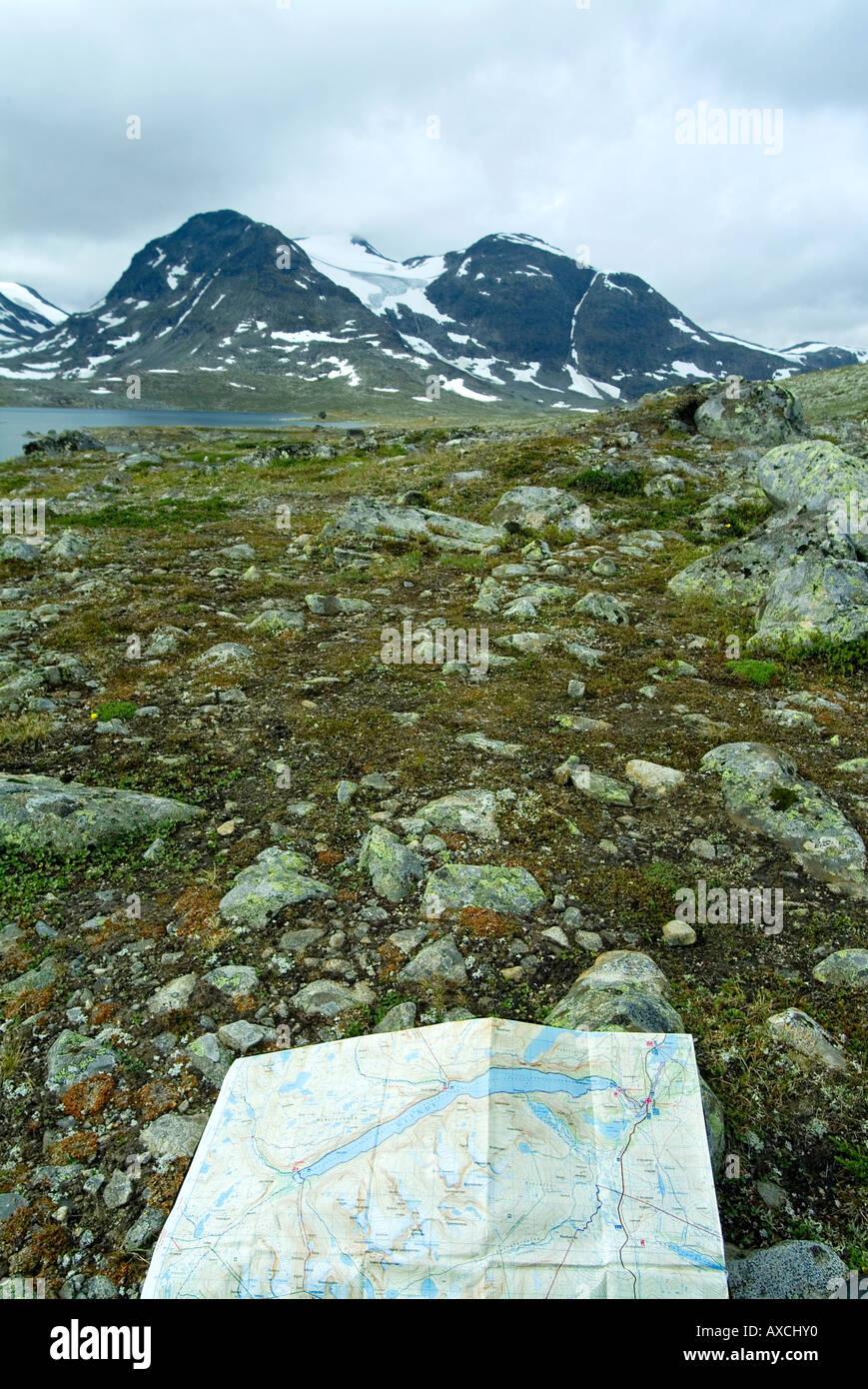 Reading the map.Jotunheimen National Park.Norway Stock Photo - Alamy