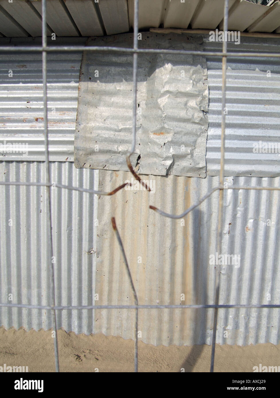 corrugated steel construction fence Stock Photo - Alamy