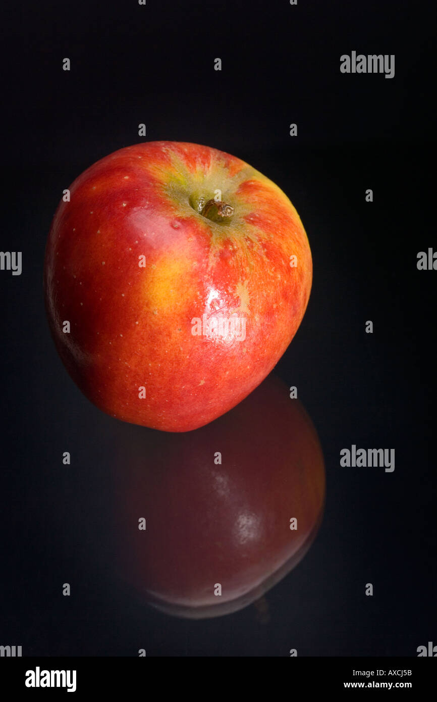 Red cox apple on black background Stock Photo - Alamy