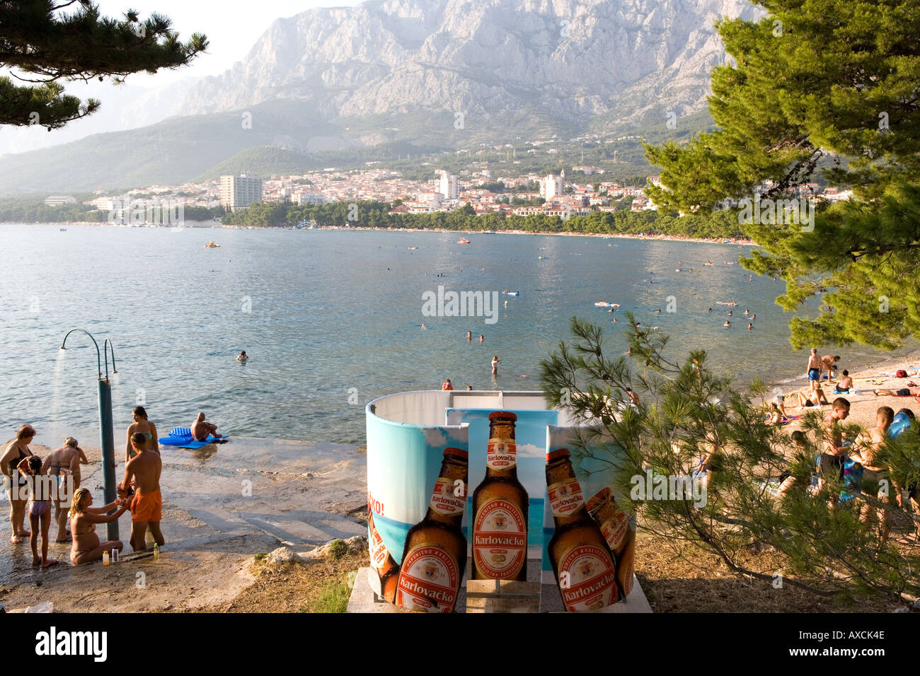 Changing cubicle and beach at Makarska Croatia in summer Stock Photo ...