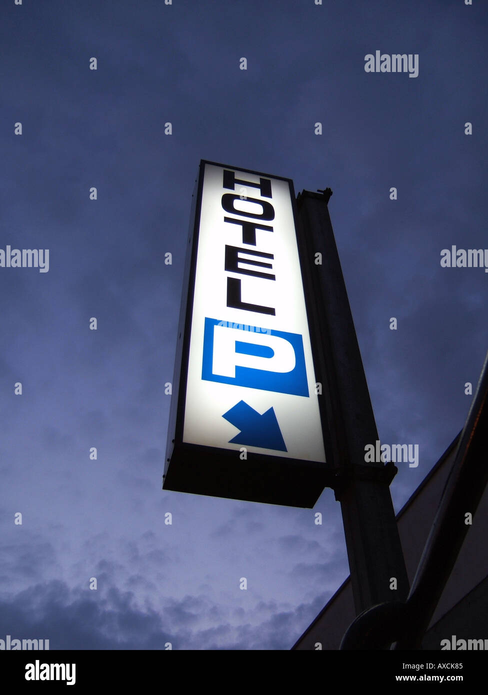 hotel sign at night Stock Photo - Alamy