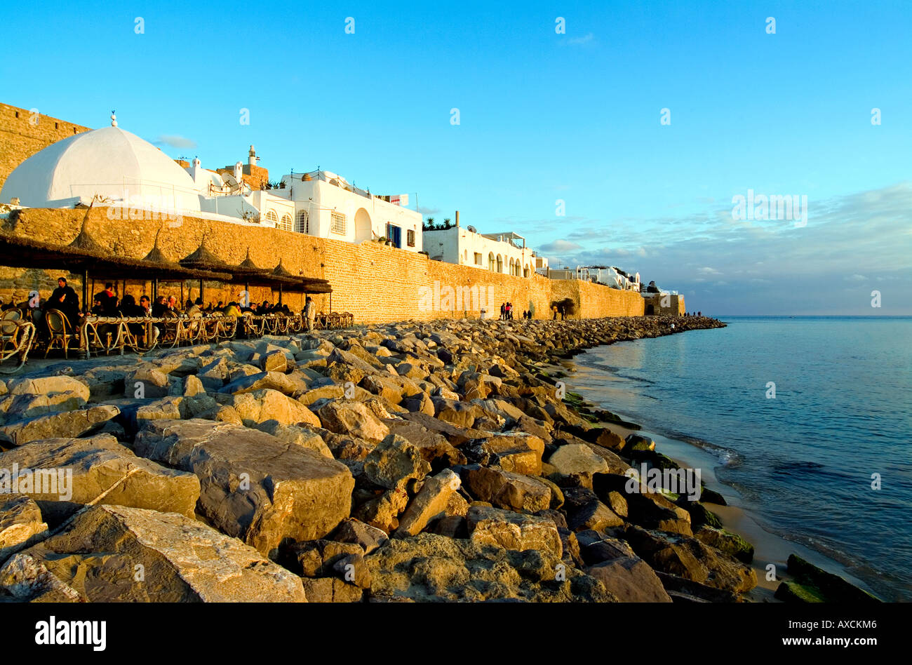 Medina and Sidi Bou Hedid cafe. Hamamet. Tunis. Africa Stock Photo - Alamy