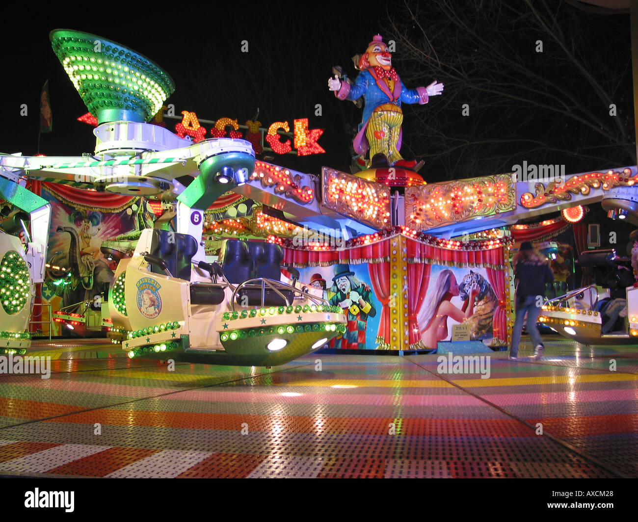neon lights at fairground attraction Stock Photo - Alamy
