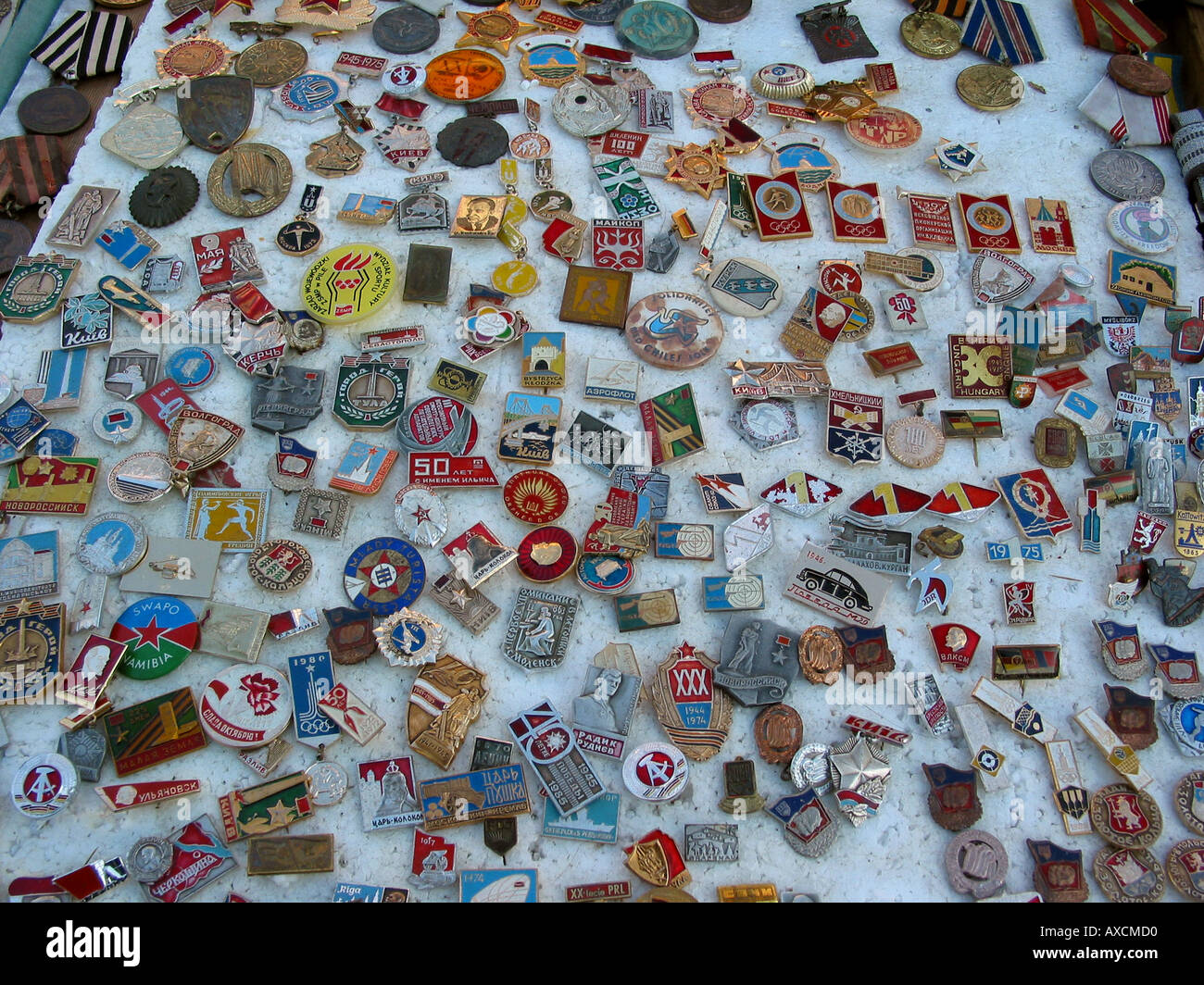 colourful pins for sale at German market Berlin Stock Photo - Alamy