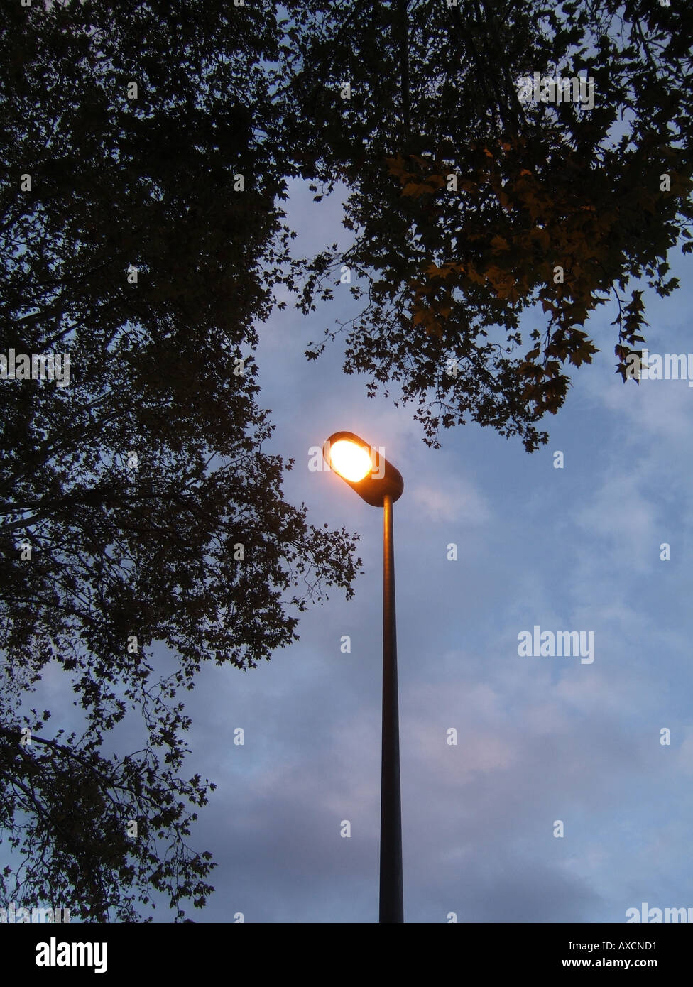 lit street lamp post Stock Photo - Alamy