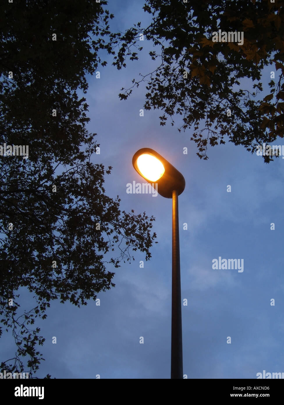 lit street lamp post Stock Photo - Alamy