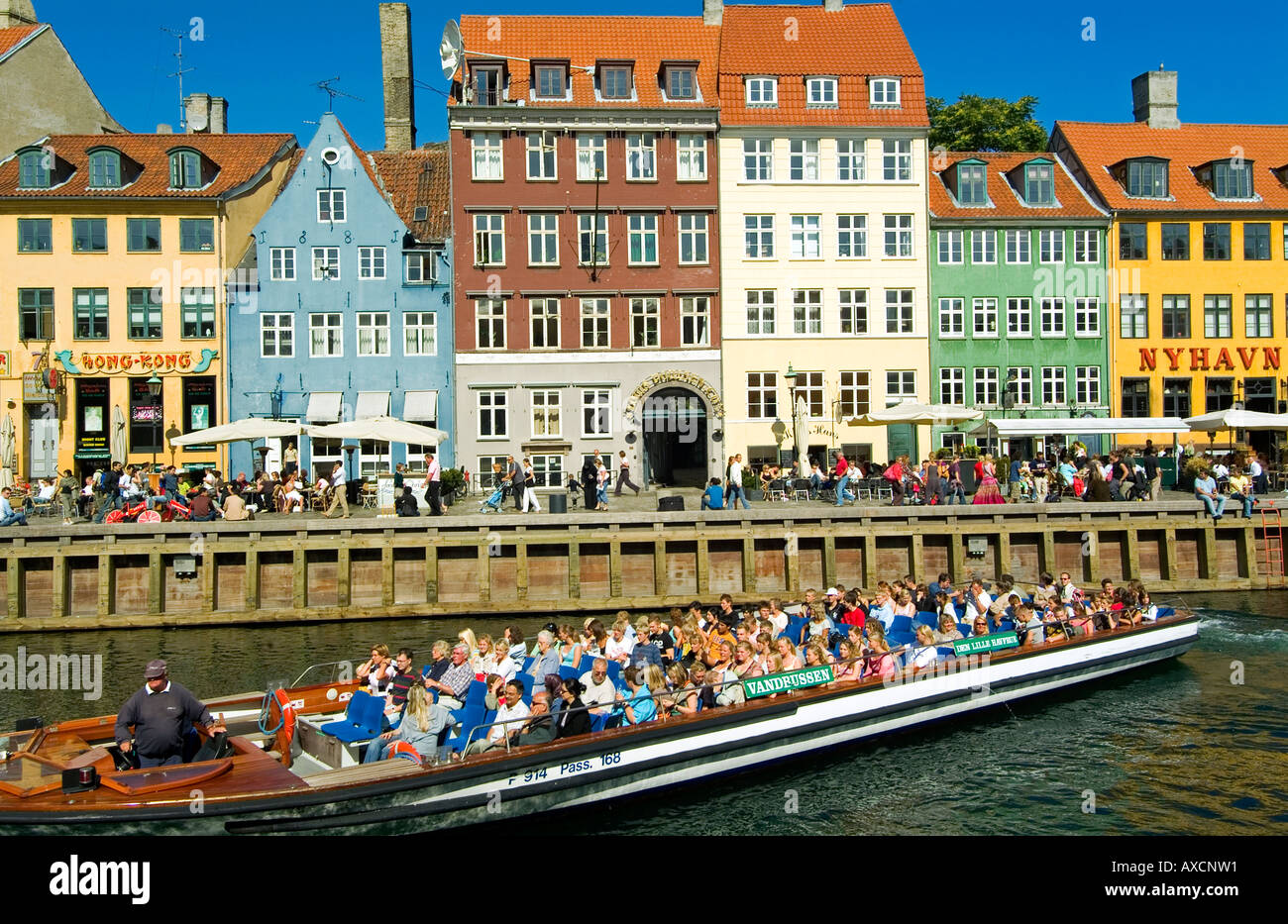 Tourist boat.Nyhavn canal.Copenhagen.Denmark Stock Photo - Alamy
