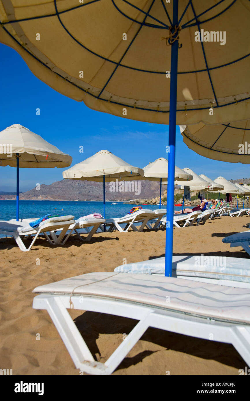 MAIN BEACH PEFKOS NEAR LINDOS RHODES GREECE Stock Photo - Alamy
