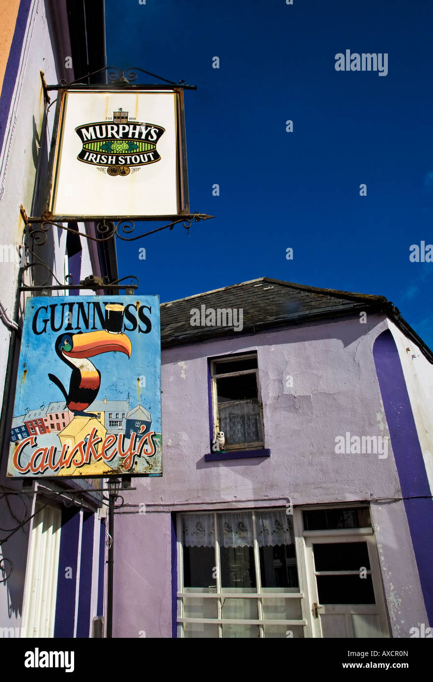 Pub Signs, Eyeries Village, Beara Peninsula, County Cork, Ireland Stock ...